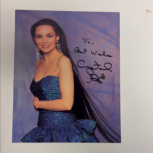 Art | Autographed 8x1 Picture Of Crystal Gayle Wearing Blue Dress ...